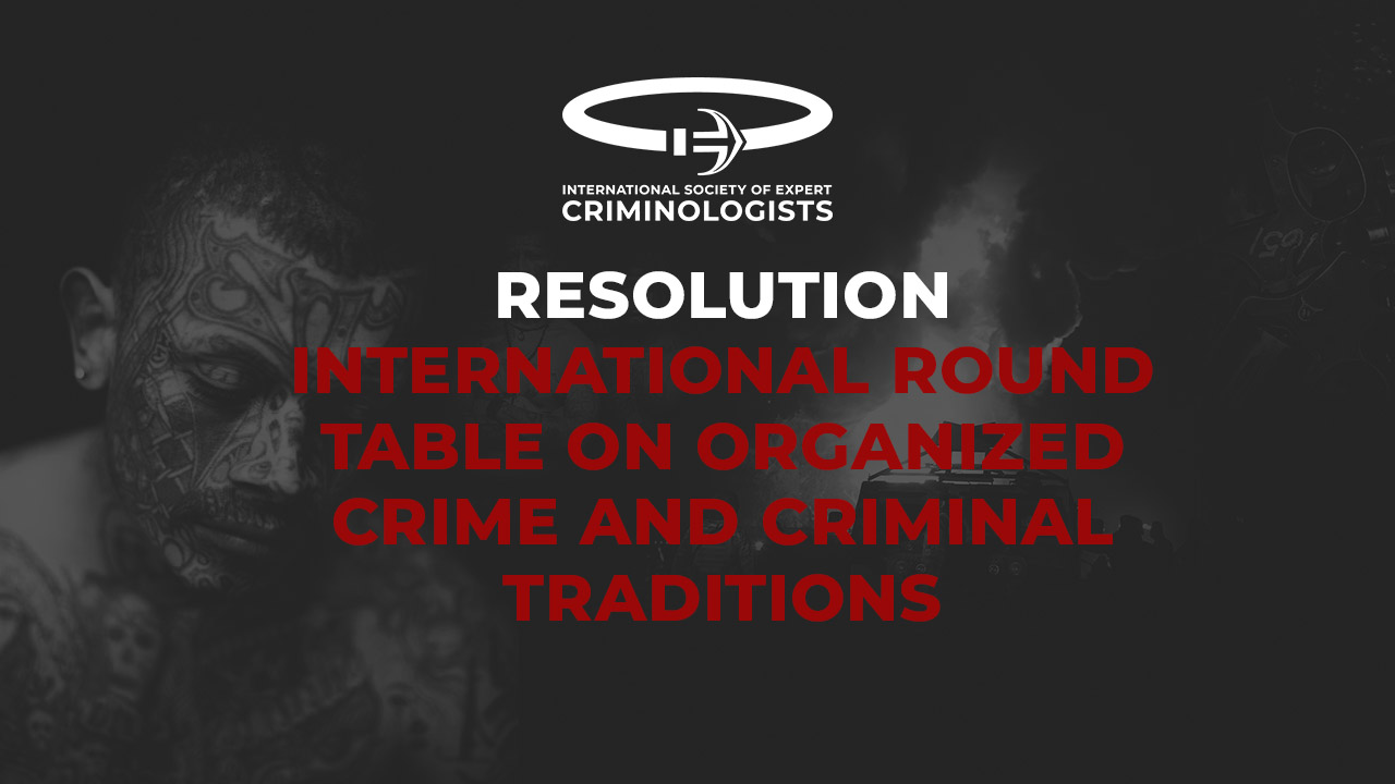 RESOLUTION ORGANIZED CRIME - CRIMINOLOGY SOCIETY